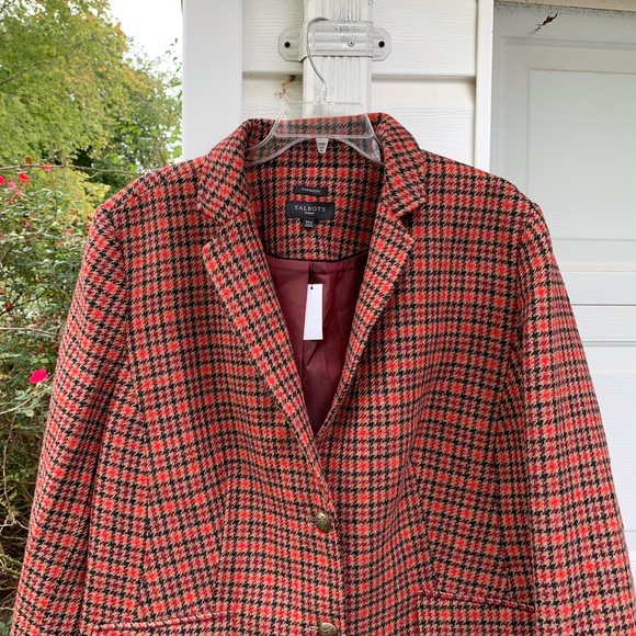 Talbots | Jackets & Coats | Nwt Talbots Multicolorhoundstooth Plaid ...
